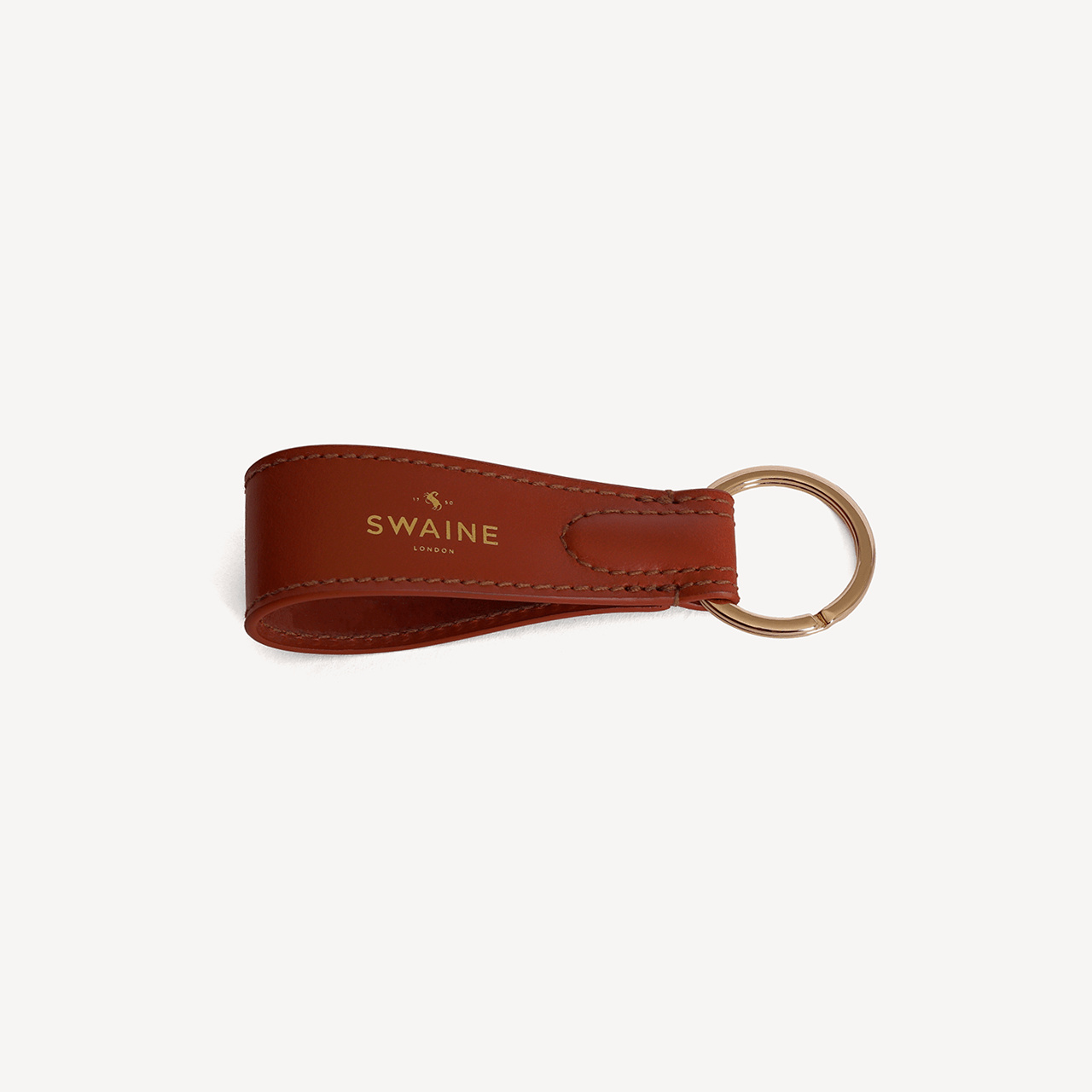 Swaine Keyring - London Tan with Gold Embossing